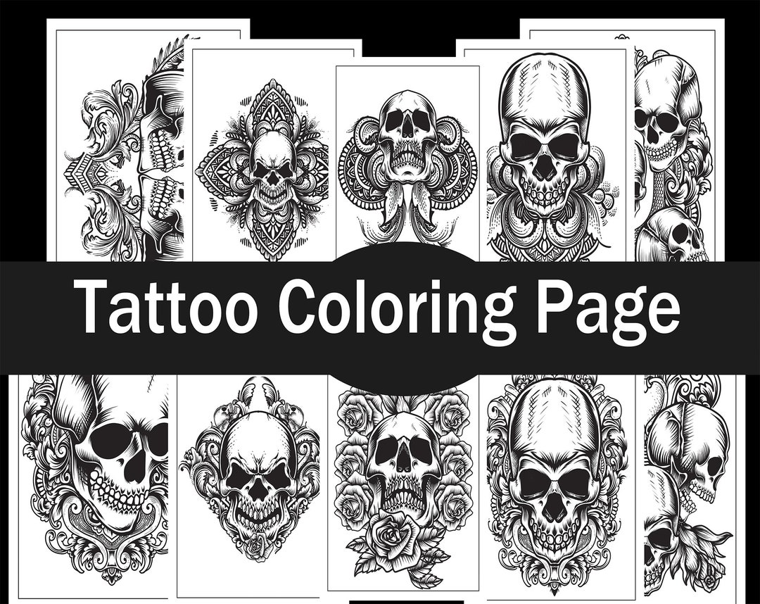 Tattoo Coloring Page for Adult and Kids Pdf , Printable Pages, Digital ...