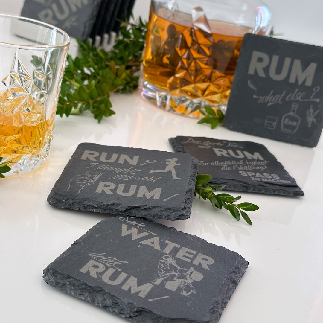 Slate Glass Coaster With Funny "rum" Sayings - Etsy