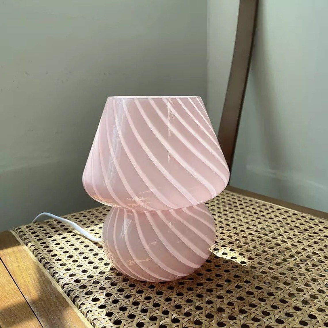 Stripey Pink Mushroom Lamp Etsy