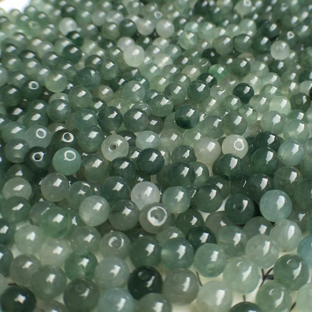 Ice Oily Green Round Jade Bead Natural Jadeite Bead - Etsy