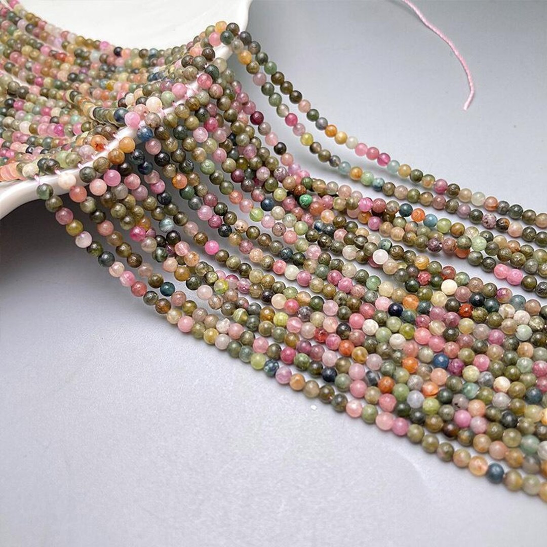 2mm Small Size Whole Strand Round Shape Genuine Natural Tourmaline Bead ...