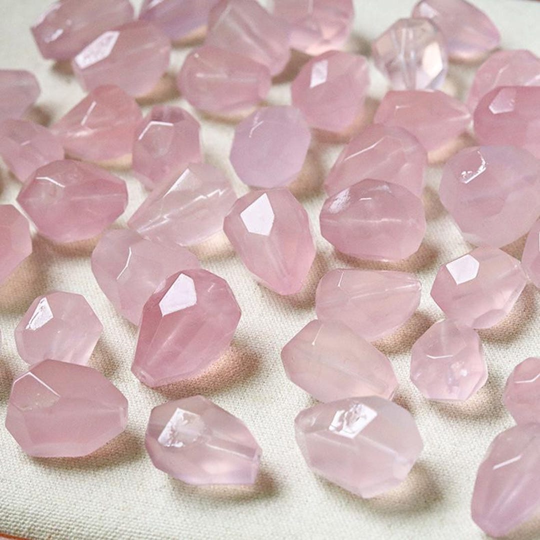 Facet Surface Irregular Polygon Shape Natural Rose Quartz Bead - Etsy