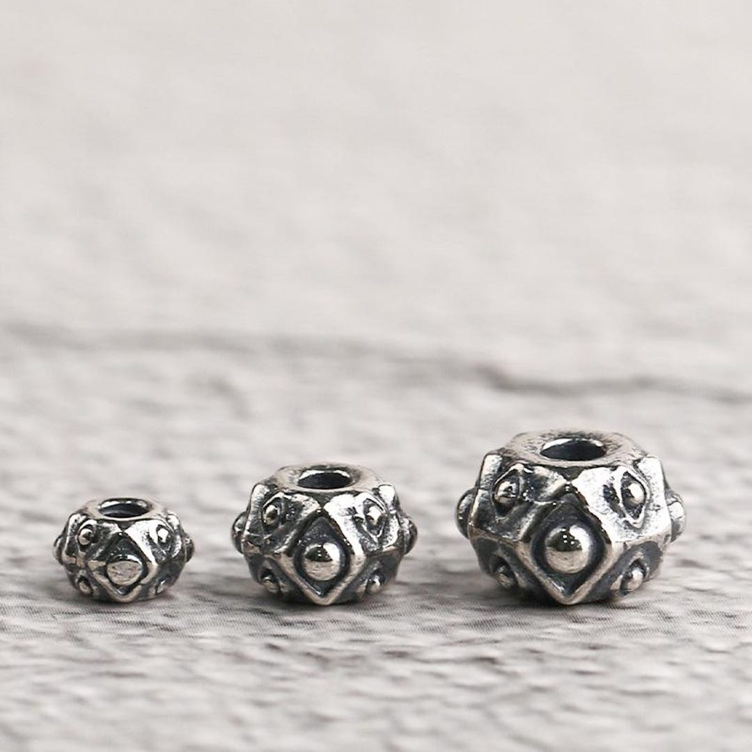 Bumps Pattern Rondelle Shape Oxidized S925 Sterling Silver Bead - Etsy