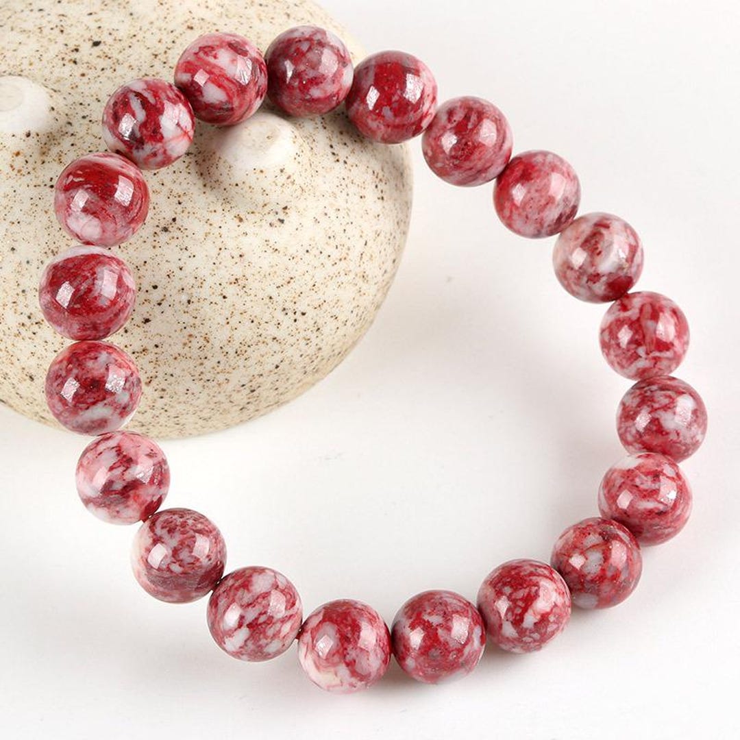 Natural Cinnabar Beaded Bracelet: Round Gemstone Jewelry (6 – 12mm) - Etsy