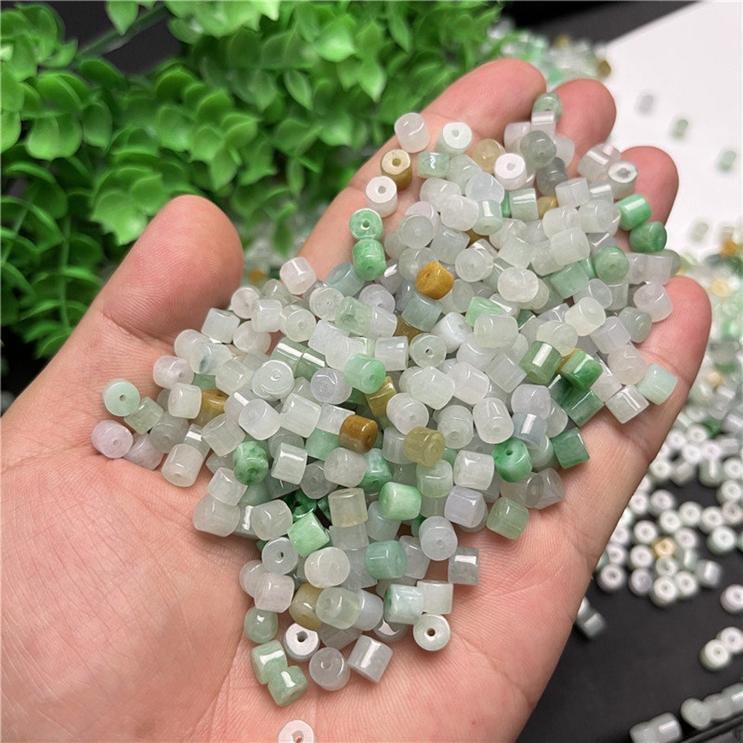 20 Pcs / 50 Pcs Cylinder Shape Genuine Natural Icy Colorful Jadeite ...