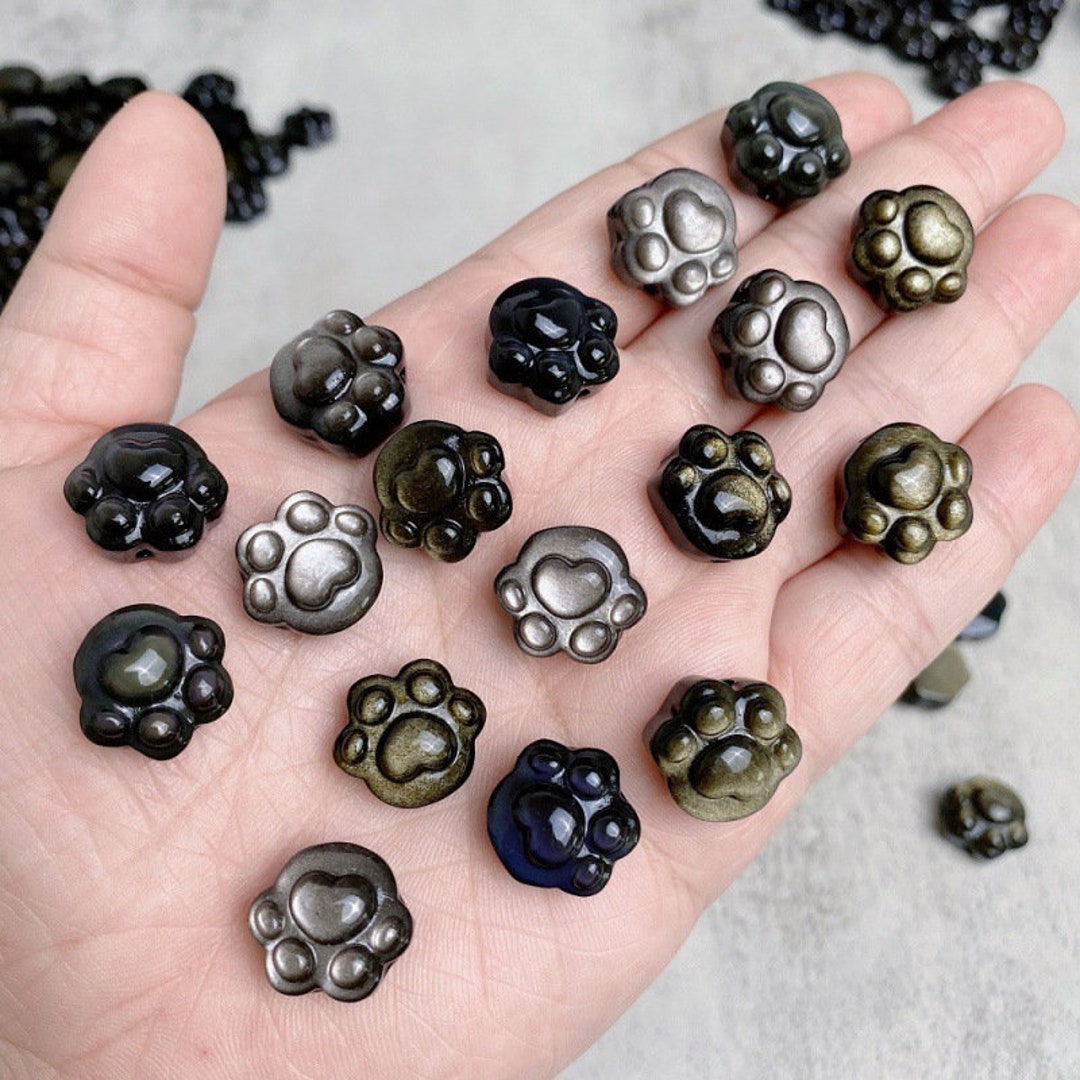 Cute Cat Paw Shape Obsidian Bead - Etsy