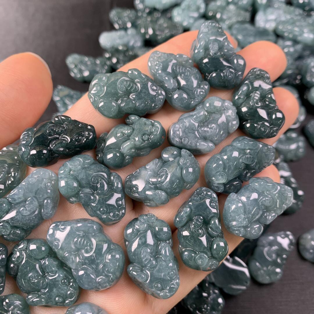 Pixiu Beast Shape Genuine Natural Blue Jadeite Charm, Jade Animal Charm ...