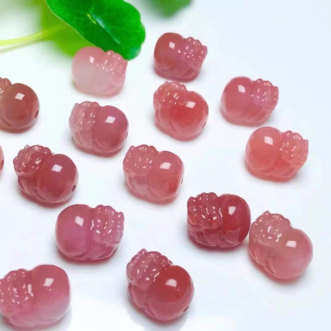 Pixiu Shape Genuine Natural Agate Bead, Pink and Red Agate Animal Bead ...