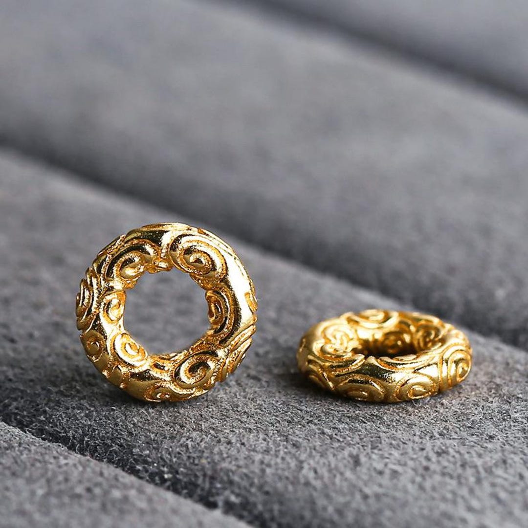 Gilded Sterling Silver Cloud Pattern Ring Bead - Etsy