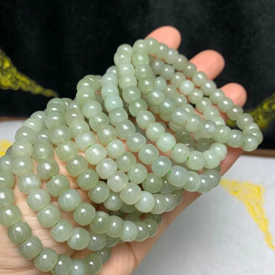 Nephrite Jade Beaded Bracelet: Natural Light Green Gemstone - Etsy