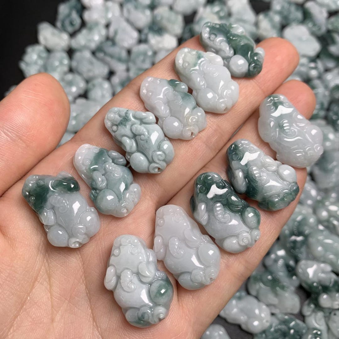 5 Pcs Pixiu Beast Shape Genuine Natural Jadeite Charm, Jade Animal ...