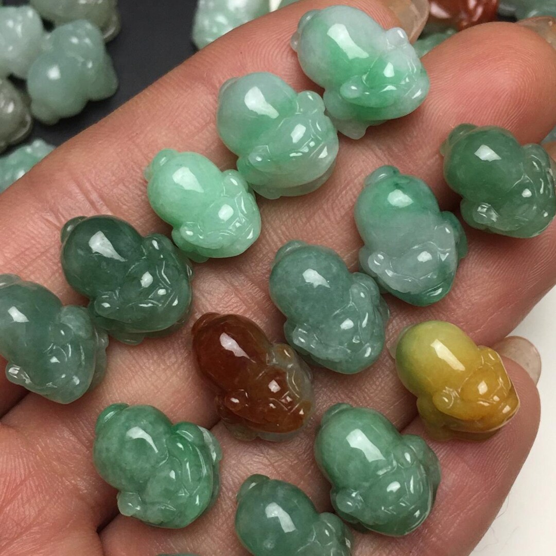 Retro Three-legged Golden Toad Shape Genuine Natural Icy Colorful ...