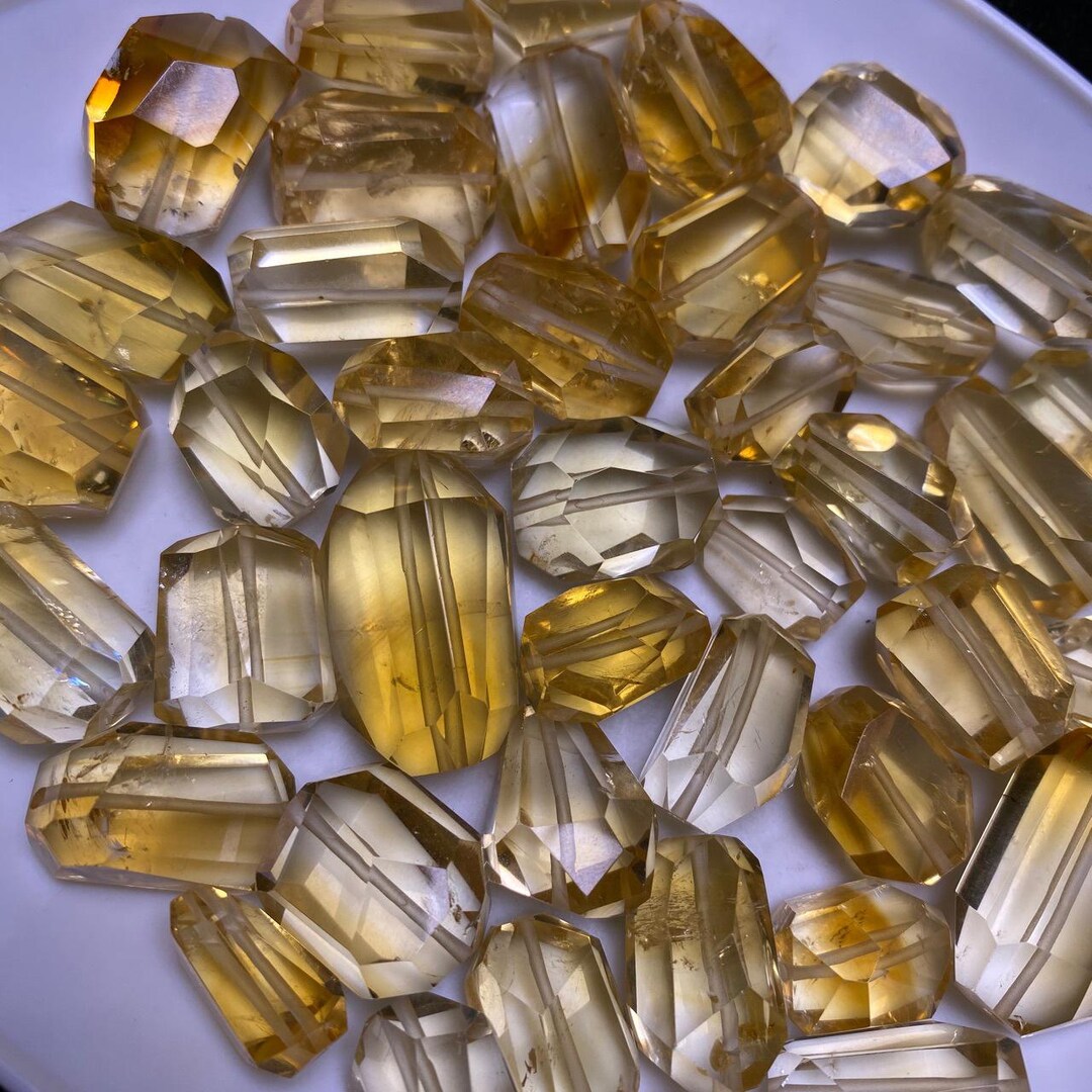 50 G Facet Surface Irregular Polygon Shape Natural Brazil Citrine Bead ...