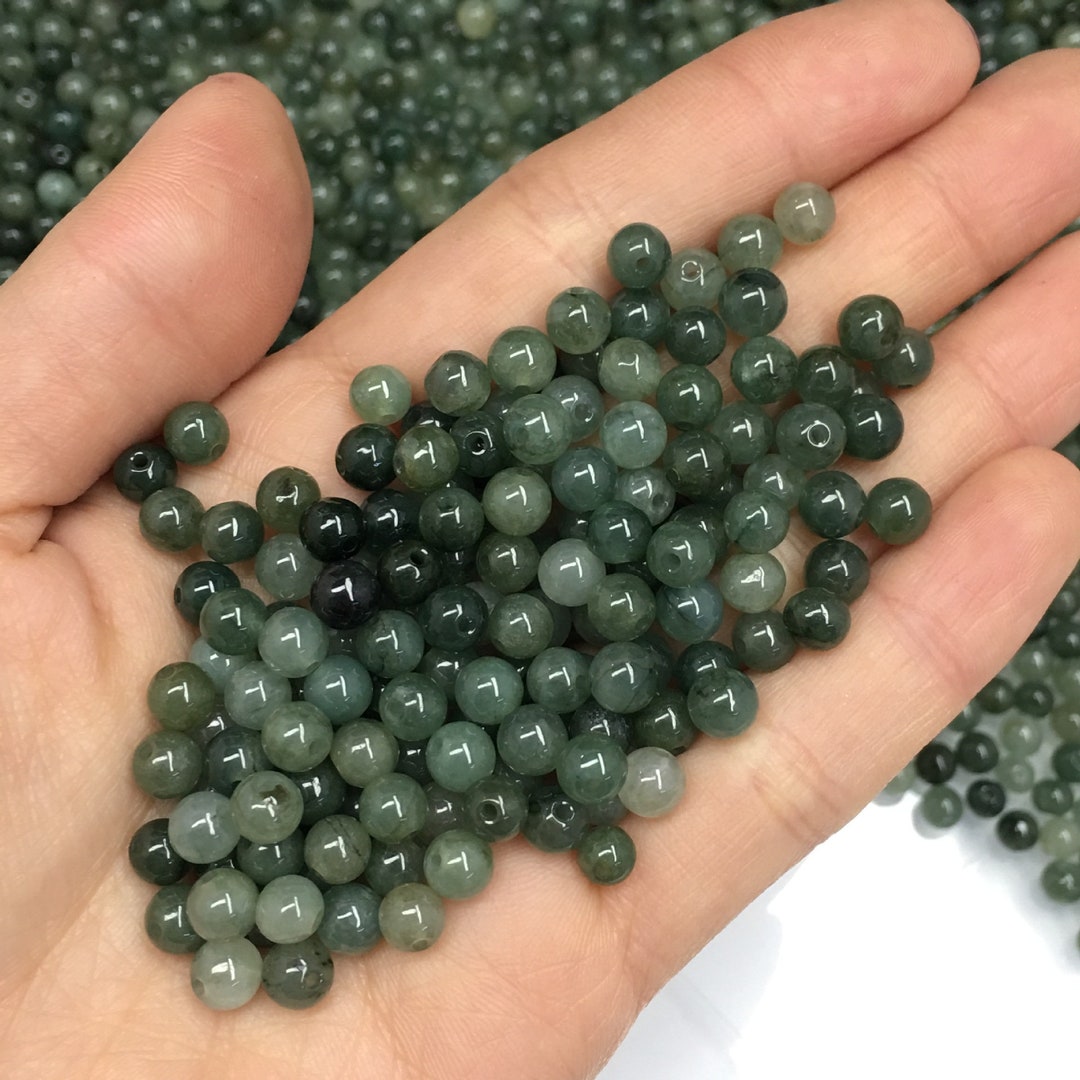 100 Beads, Round Bead, Jade Bead, Jadeite Bead, Oily Bead, Green Bead ...