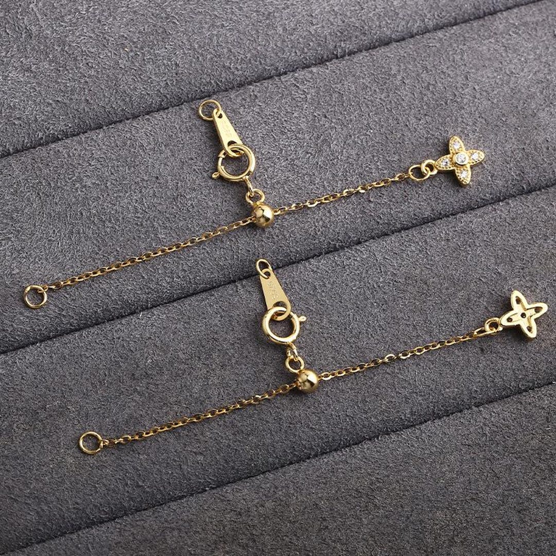 Four-leaf Clover Chain Extender: Gild Sterling Silver, Zircon Charm - Etsy