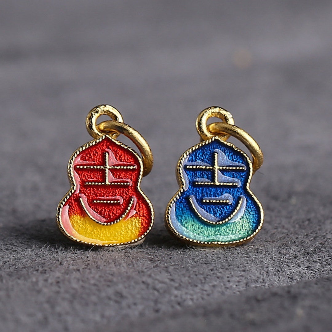 Enamel Gourd Charm: Red & Blue Sterling Silver (s925) - Etsy