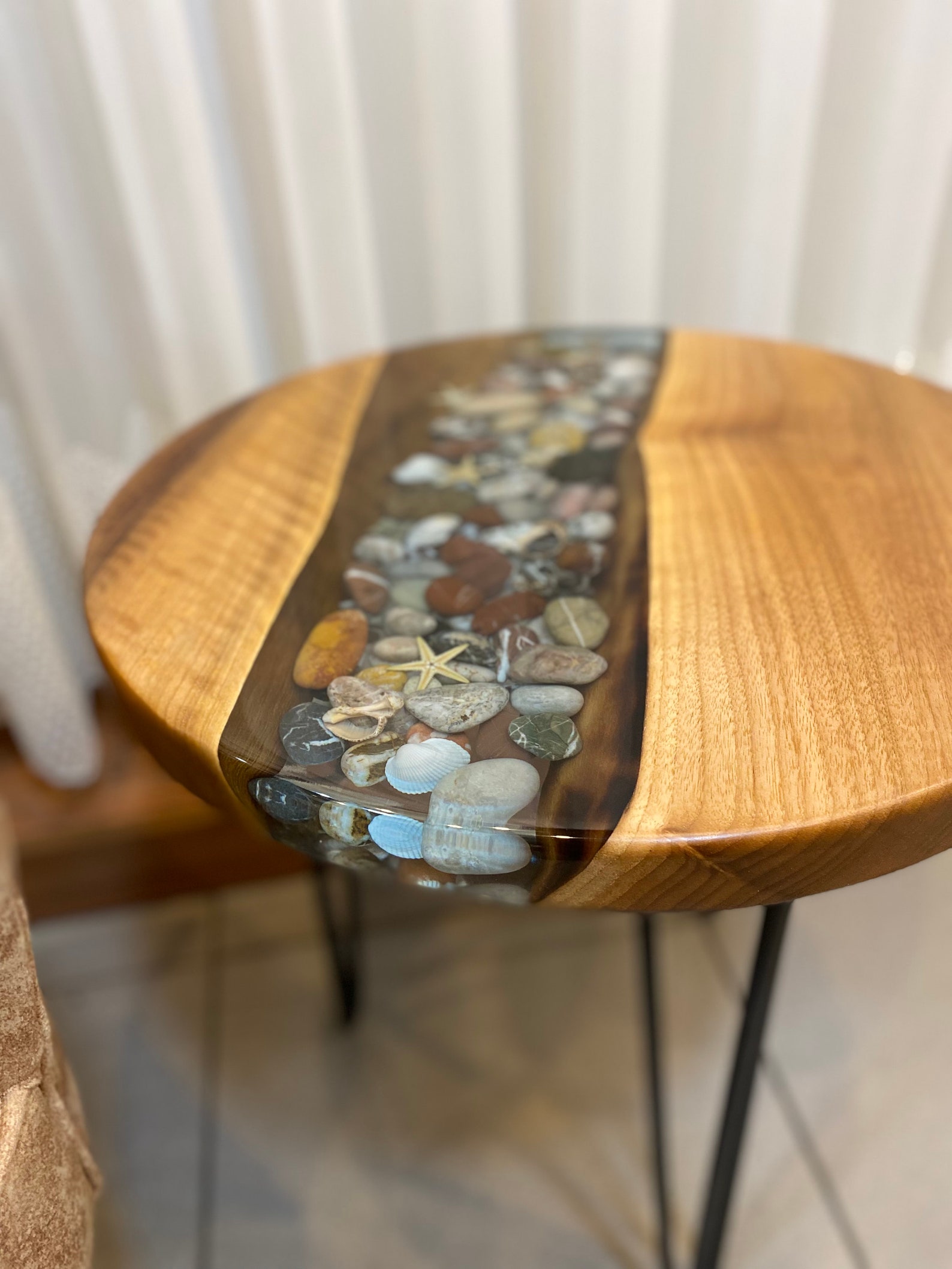 Pebble Decor Table River Table Epoxy Coffee Table Rustic - Etsy