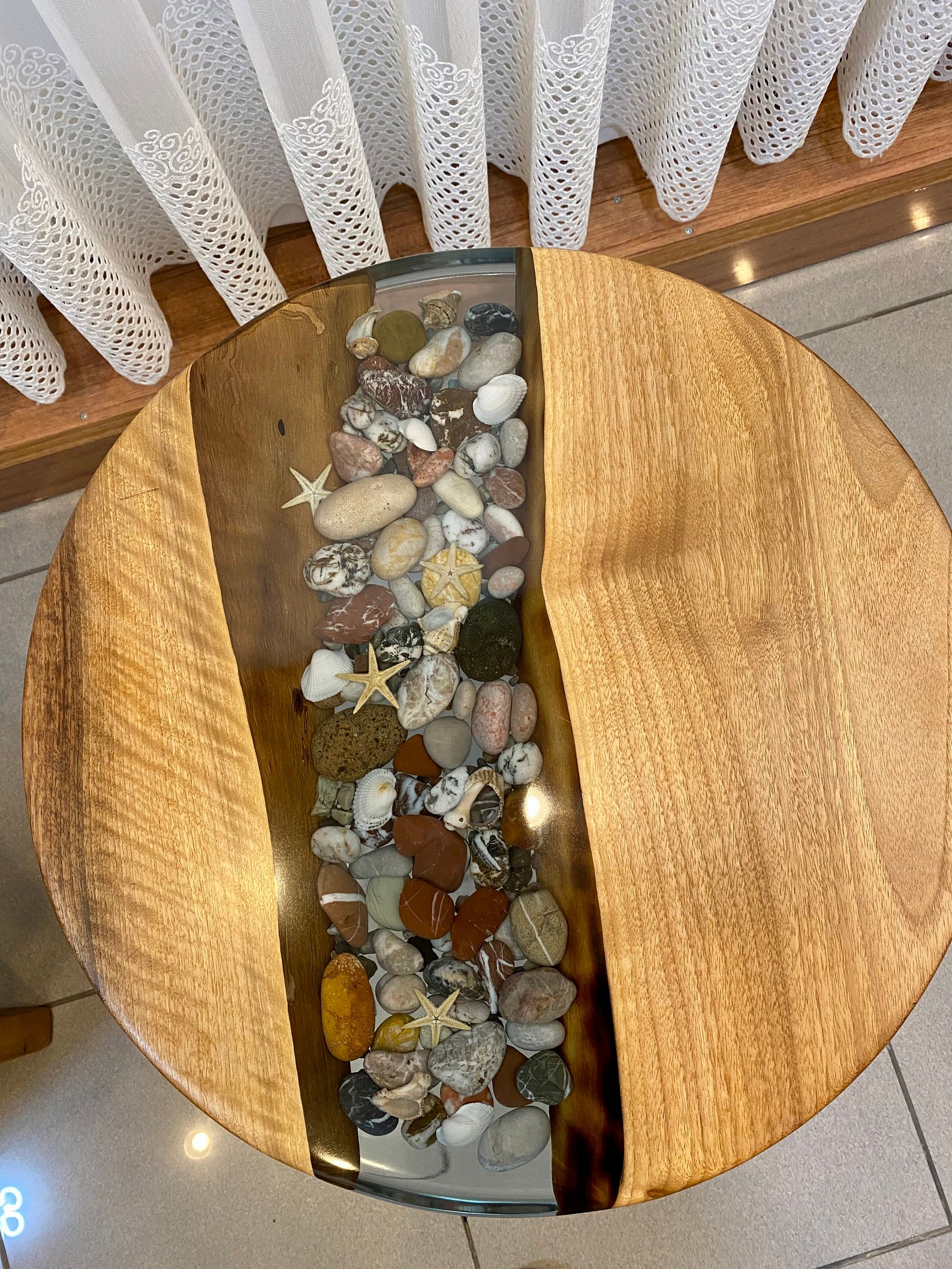 Pebble Decor Table River Table Epoxy Coffee Table Rustic - Etsy