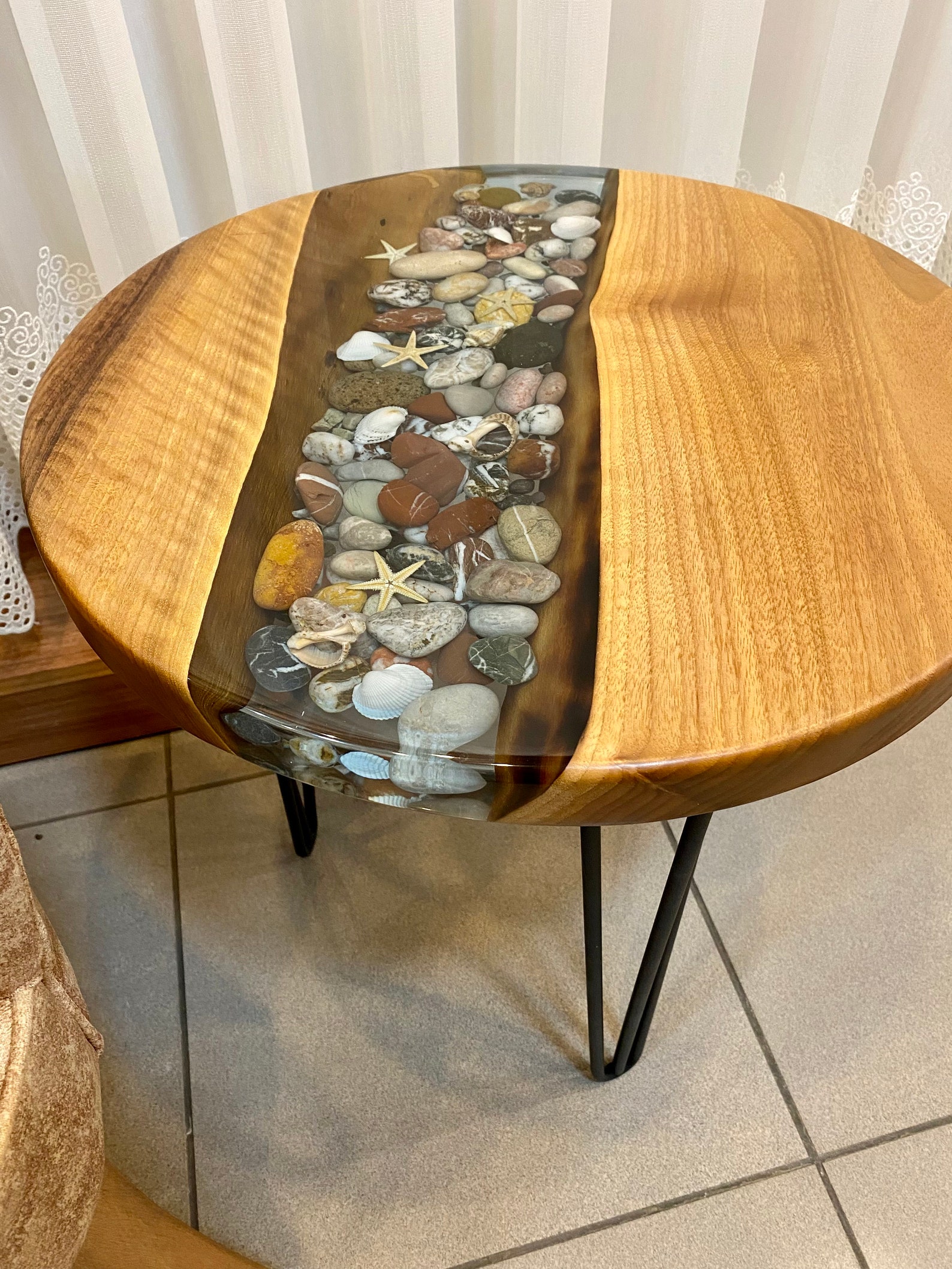 Pebble Decor Table River Table Epoxy Coffee Table Rustic | Etsy