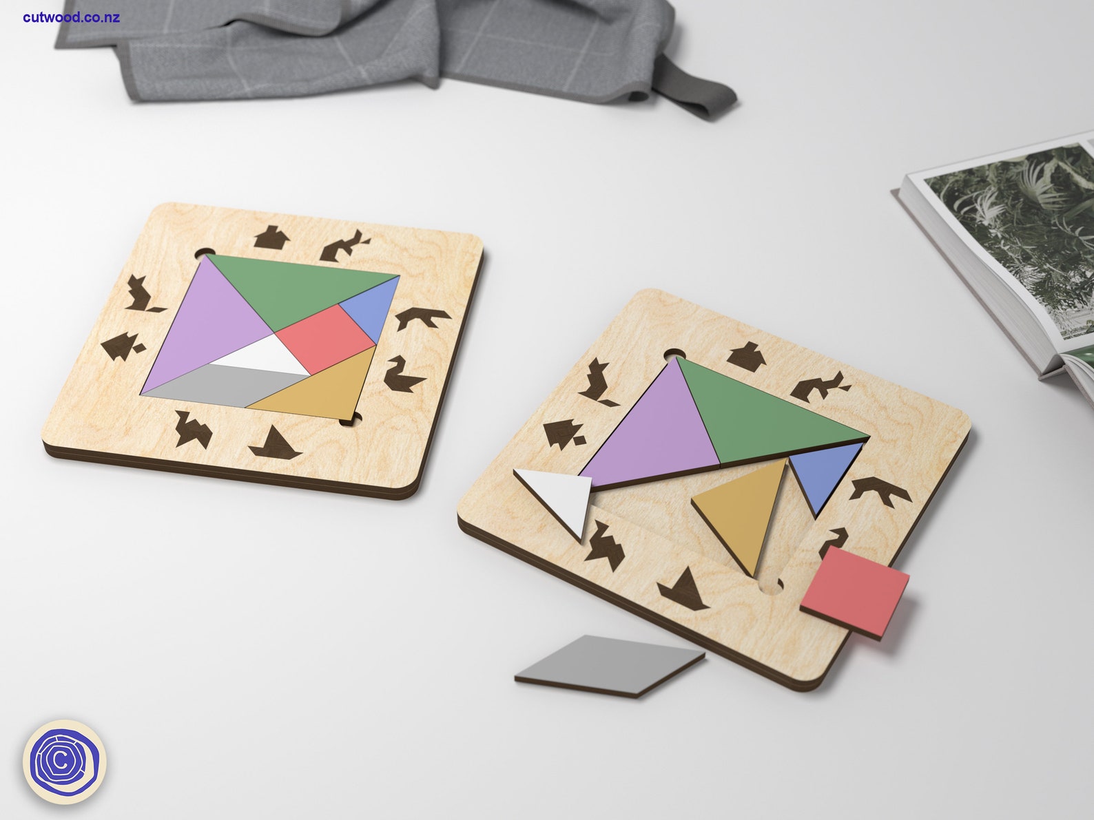 Tangram Puzzle Laser Cut Files SVG DXF PDF Vector - Etsy Canada