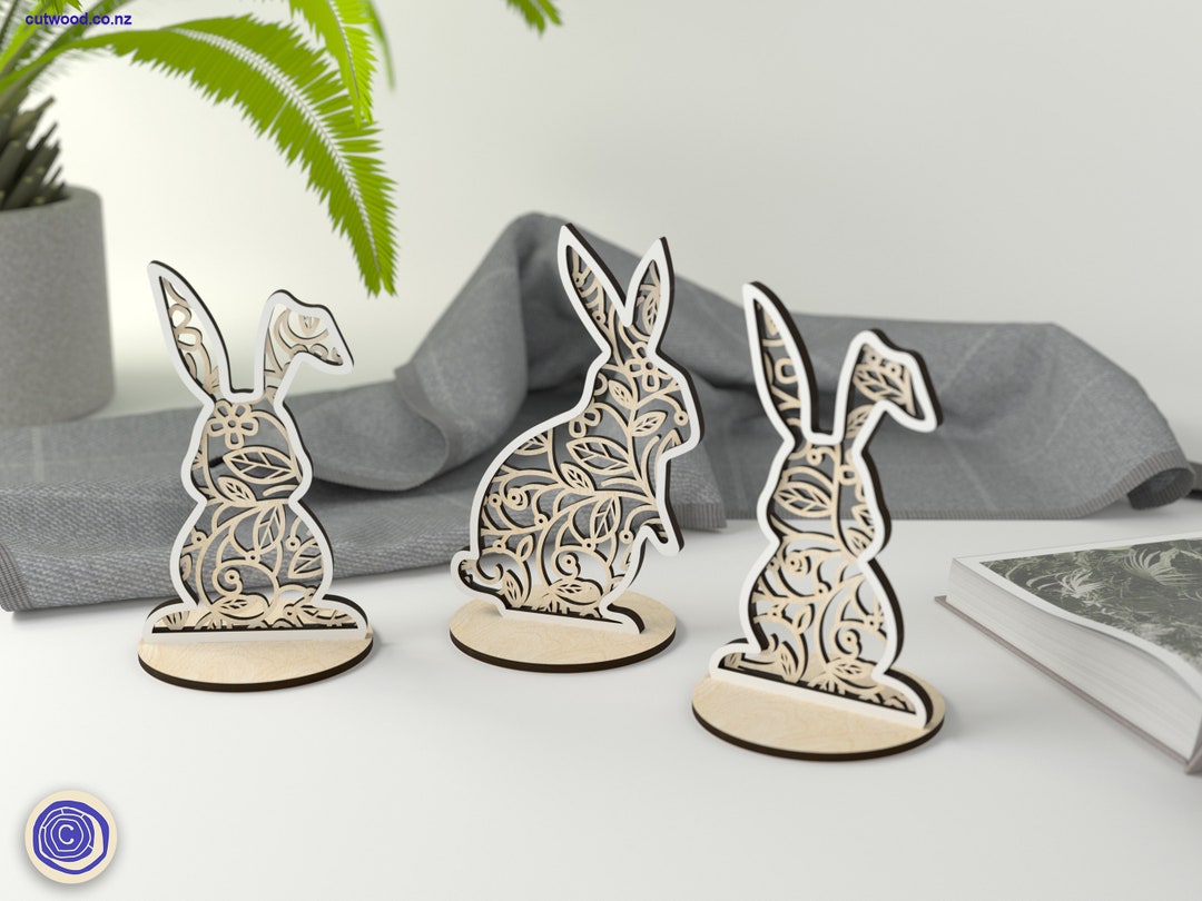 Floral Easter Bunnies - Set of 3 - Glowforge - Laser Cut Files - Etsy