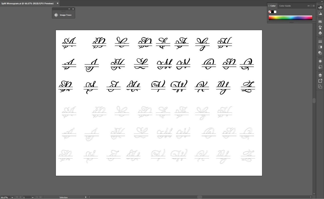 Split Monogram Split Monogram Frame Alphabet Digital | Etsy