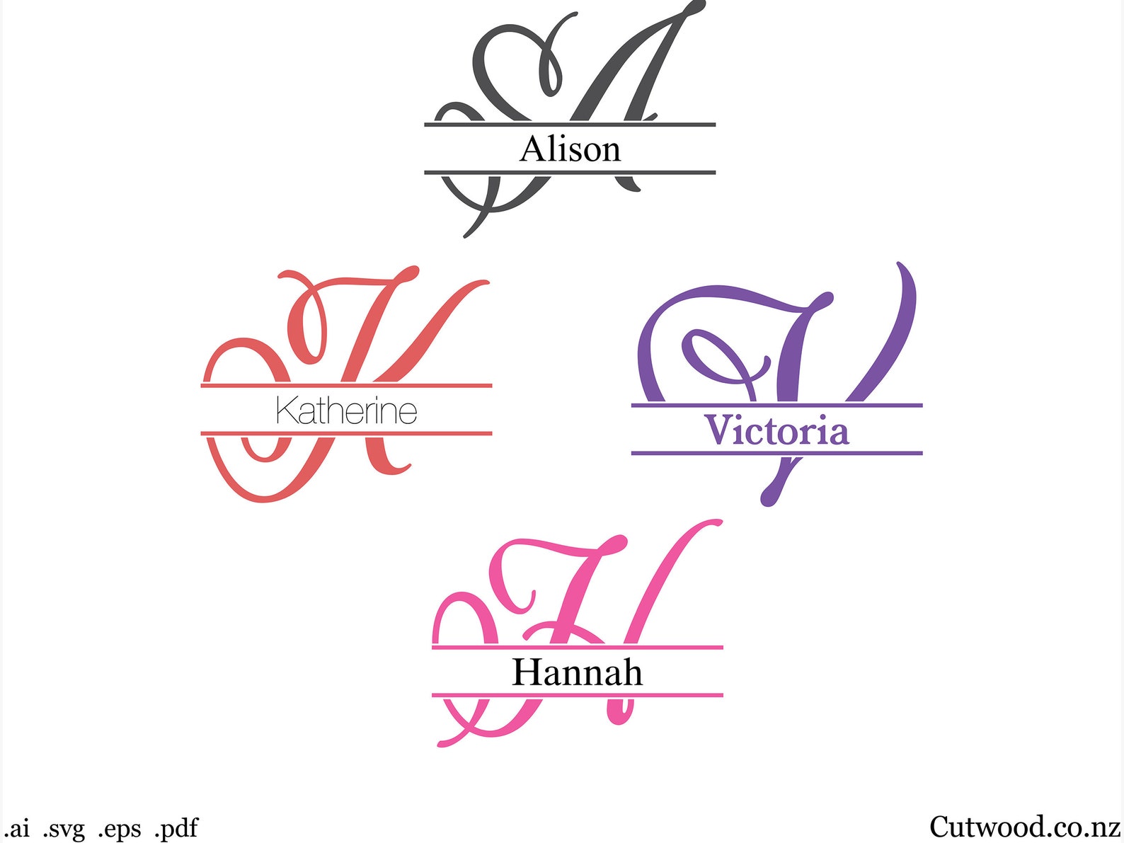 Split Monogram Split Monogram Frame Alphabet Digital - Etsy