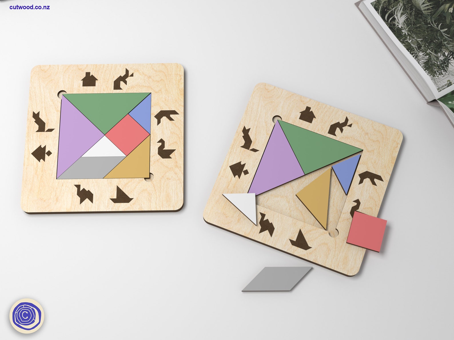 Tangram Puzzle Laser Cut Files SVG DXF PDF Vector - Etsy Canada