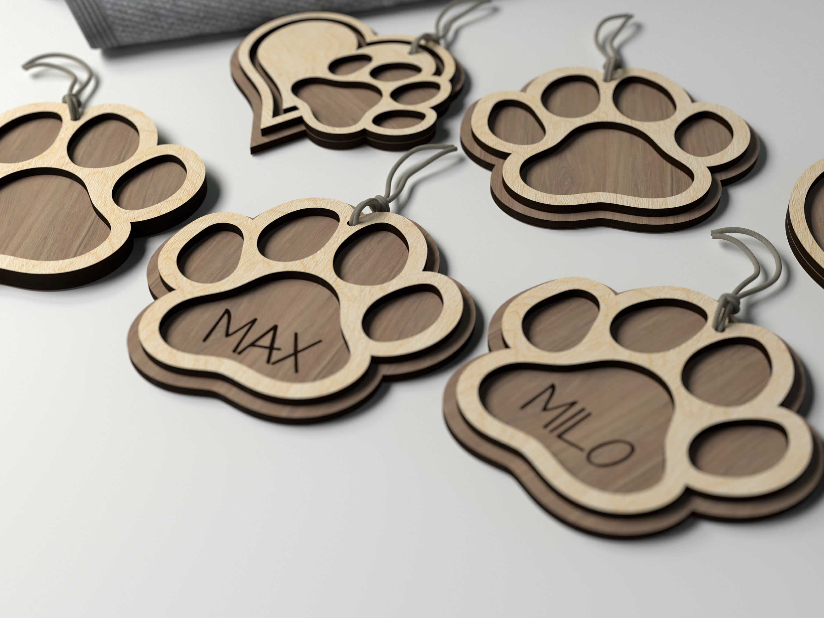 Paw Print Laser File - 4 Designs - Ornament Digital Download ...