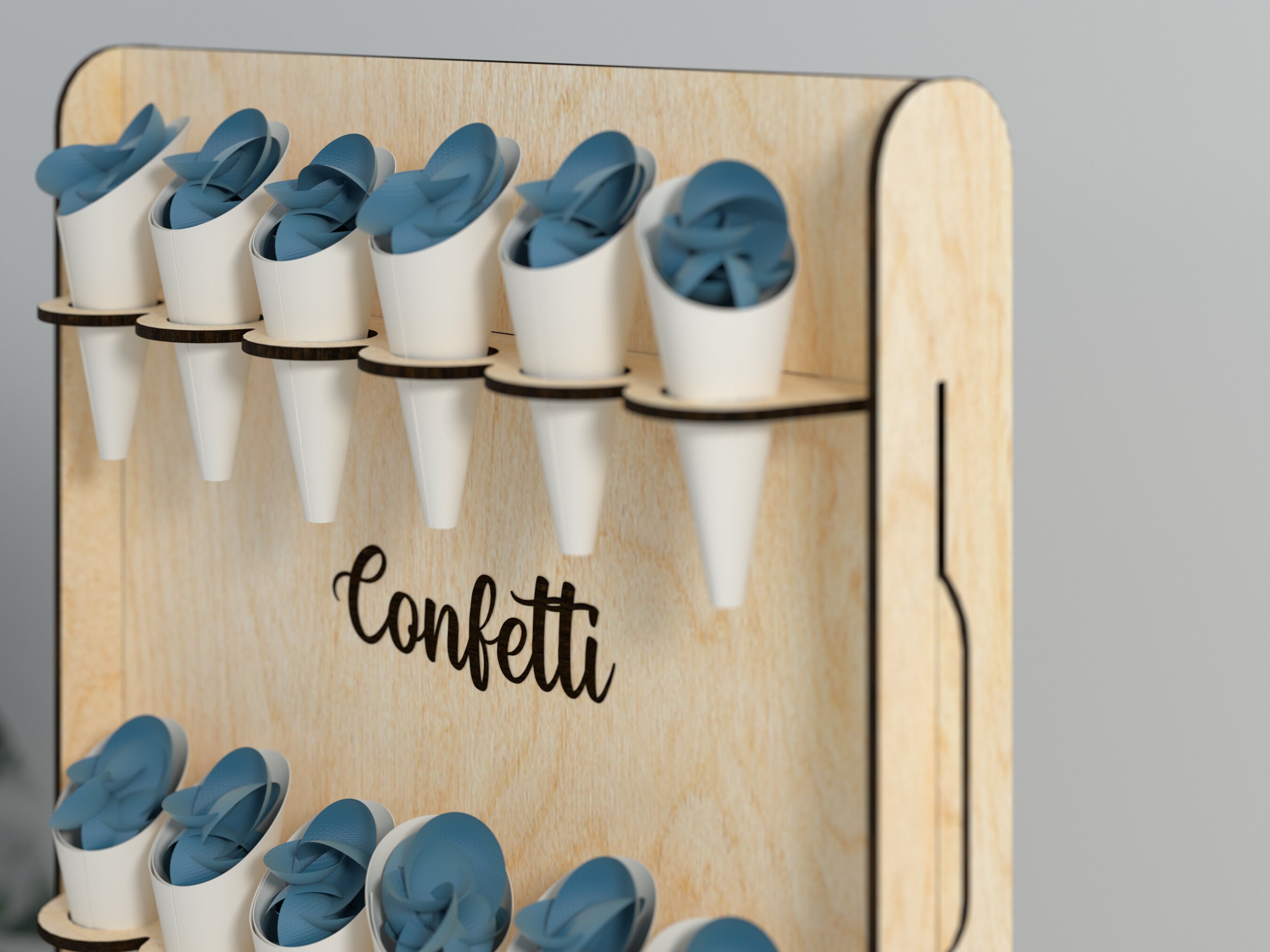 Glowforge Confetti Cone Stand Wedding Display Laser Cut Files Elegant ...