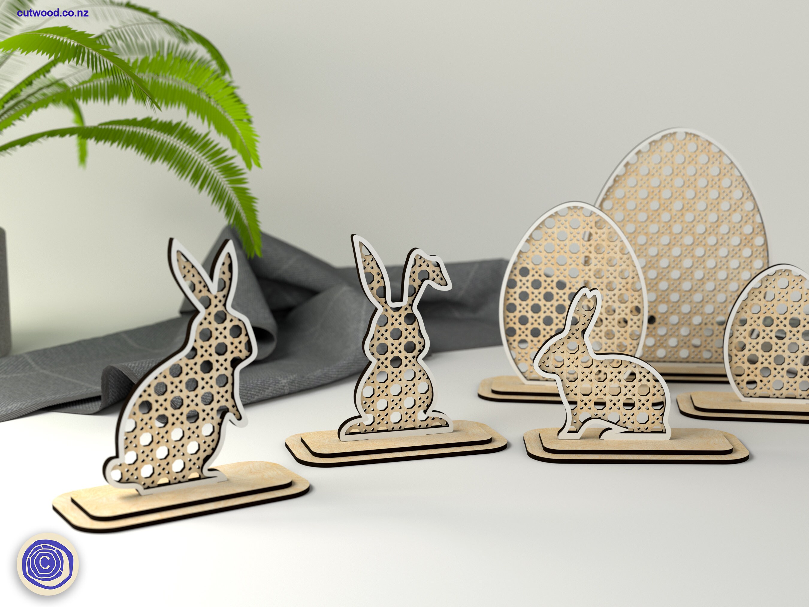 Rattan Easter Bunny Set Bunny and Egg Glowforge Laser - Etsy