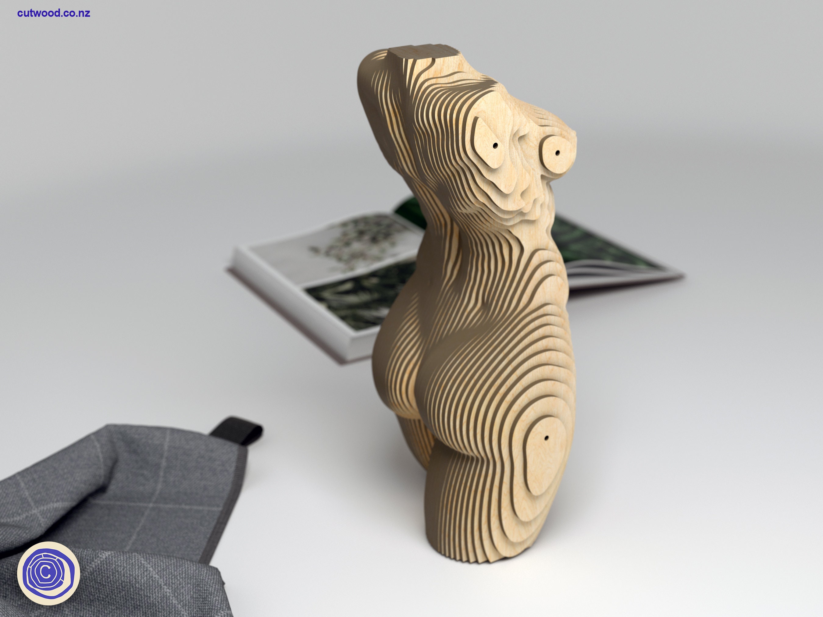 3D Female Torso Sculpture: Laser Cut Files for Glowforge (SVG, DXF, Ai ...