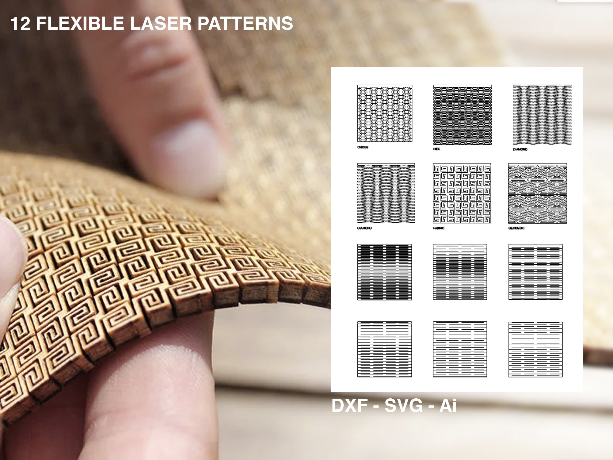 Flexible Living Hinge Laser Cut Files Svg Dxf Dwg Ai Etsy