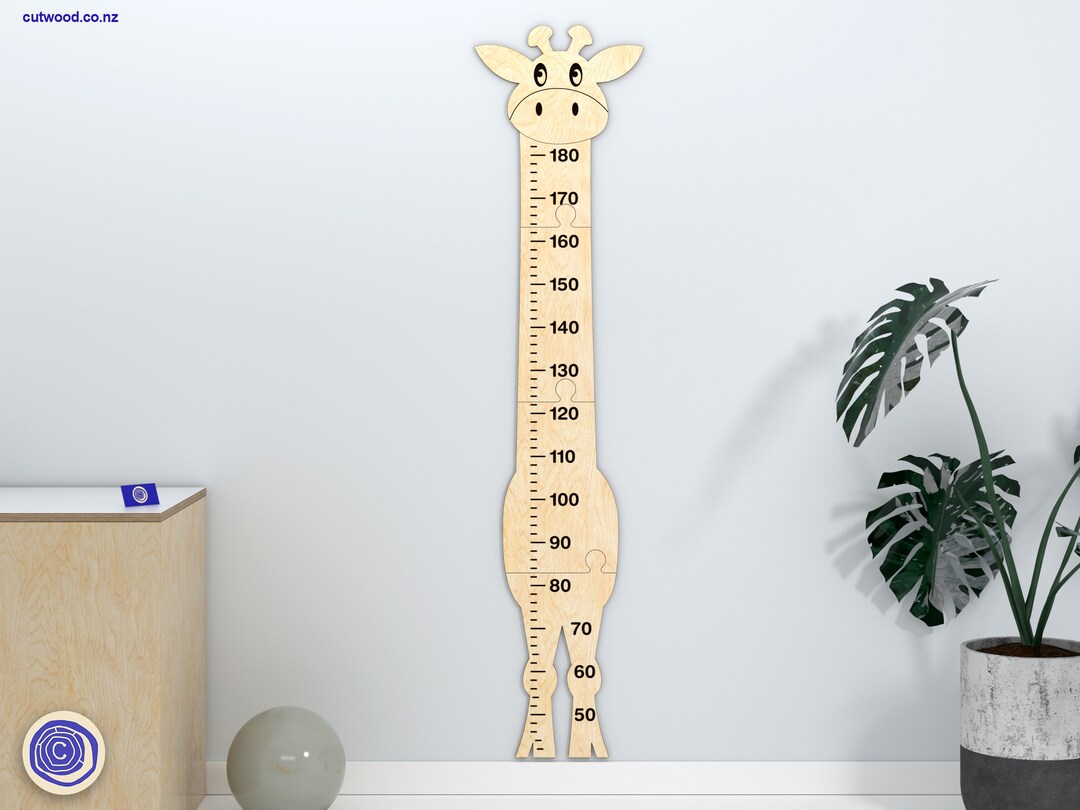 Giraffe Growth Chart - Height Chart Animal Wall Art for Kids - Laser ...