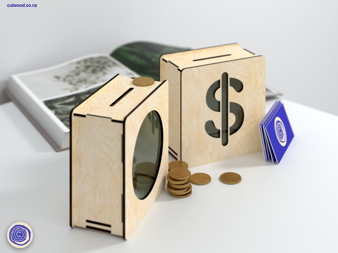 Money Bank Laser Cut Box Digital Files Laser Cut File - Etsy