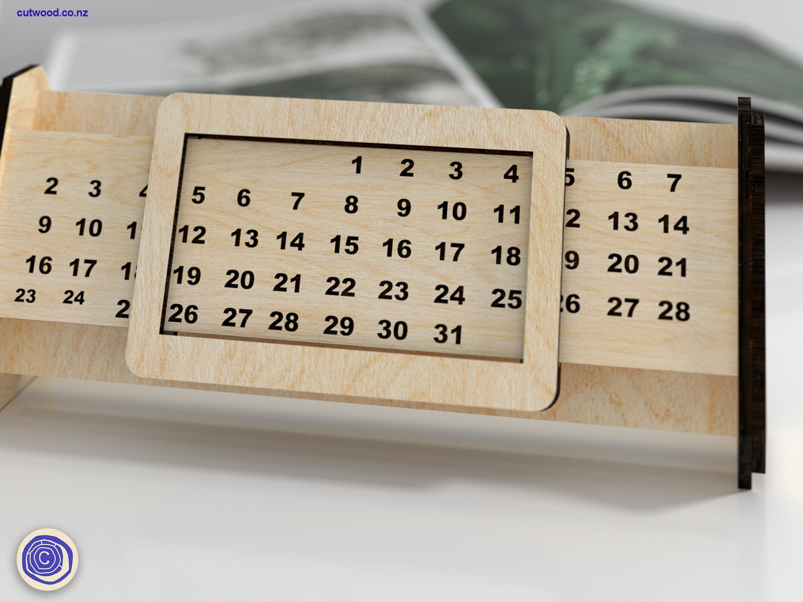 Perpetual Calendar Laser Cut Files Desk Organizer - Etsy UK