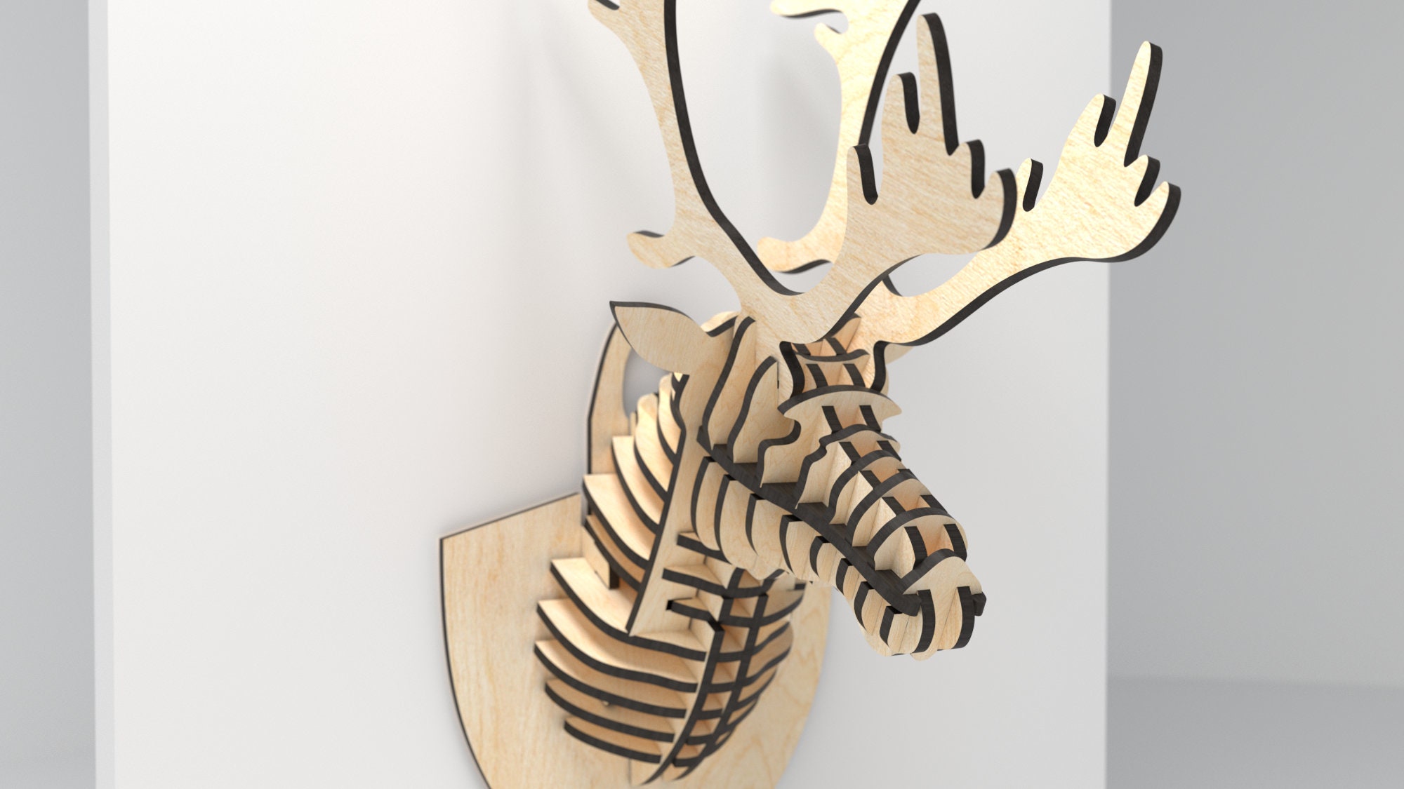 Wooden Deer Laser Cut Stag Head With Antlers 3D Animal DXF | Etsy