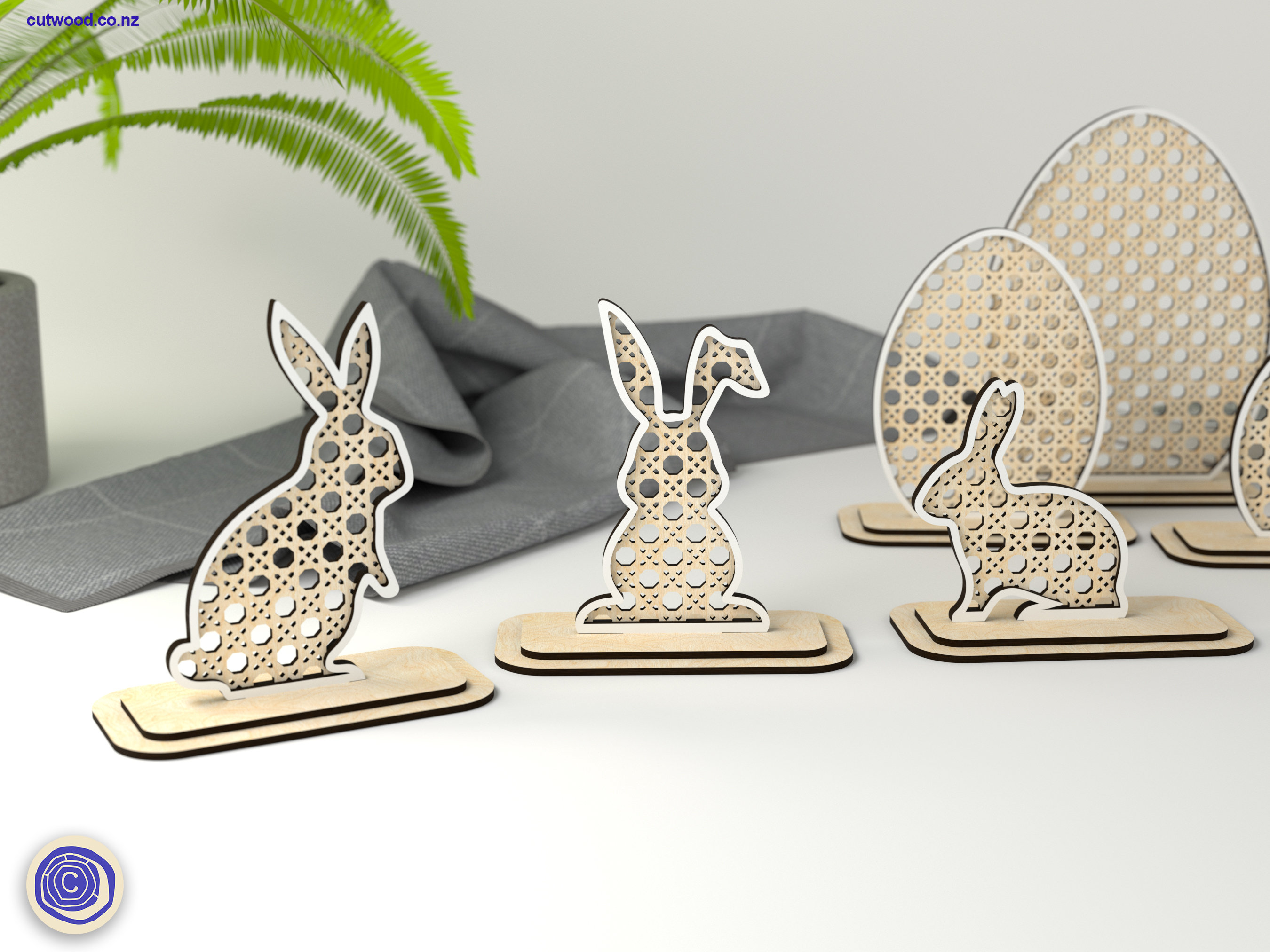 Rattan Easter Bunny Set Bunny and Egg Glowforge Laser | Etsy