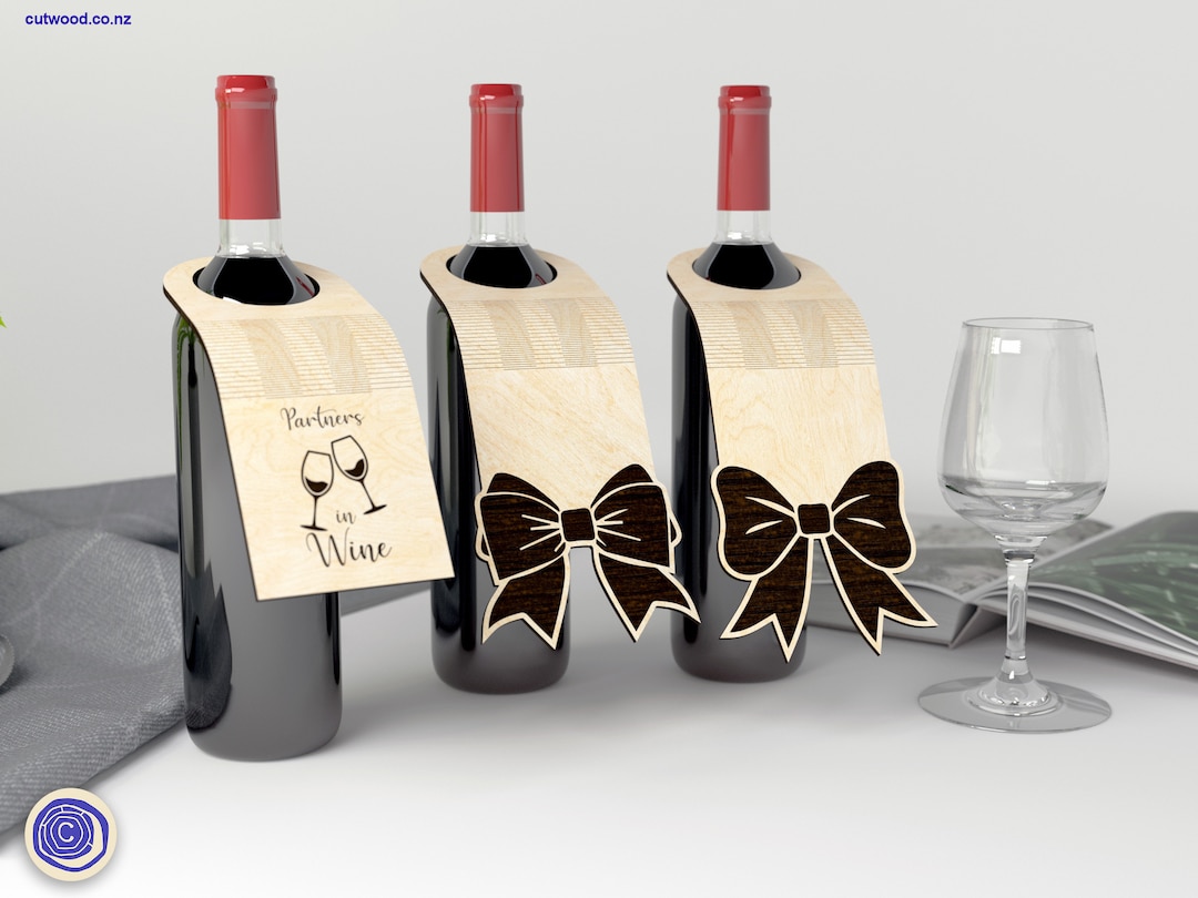 Flexible Wine Bottle Gift Tag - SVG, DXF, DWG, Ai - Living Hinge - for ...