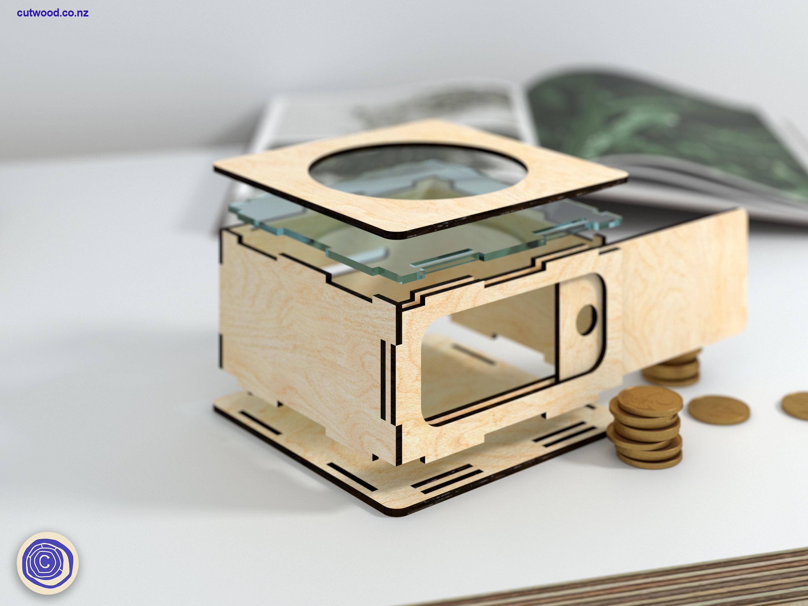Money Bank Laser Cut Box Digital Files Laser Cut File - Etsy