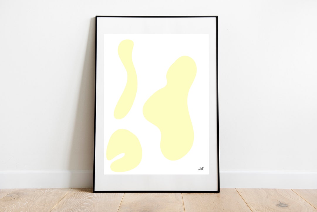 Pastel Yellow Abstract Graphic Print Wall Art, Pastel Green Artwork ...