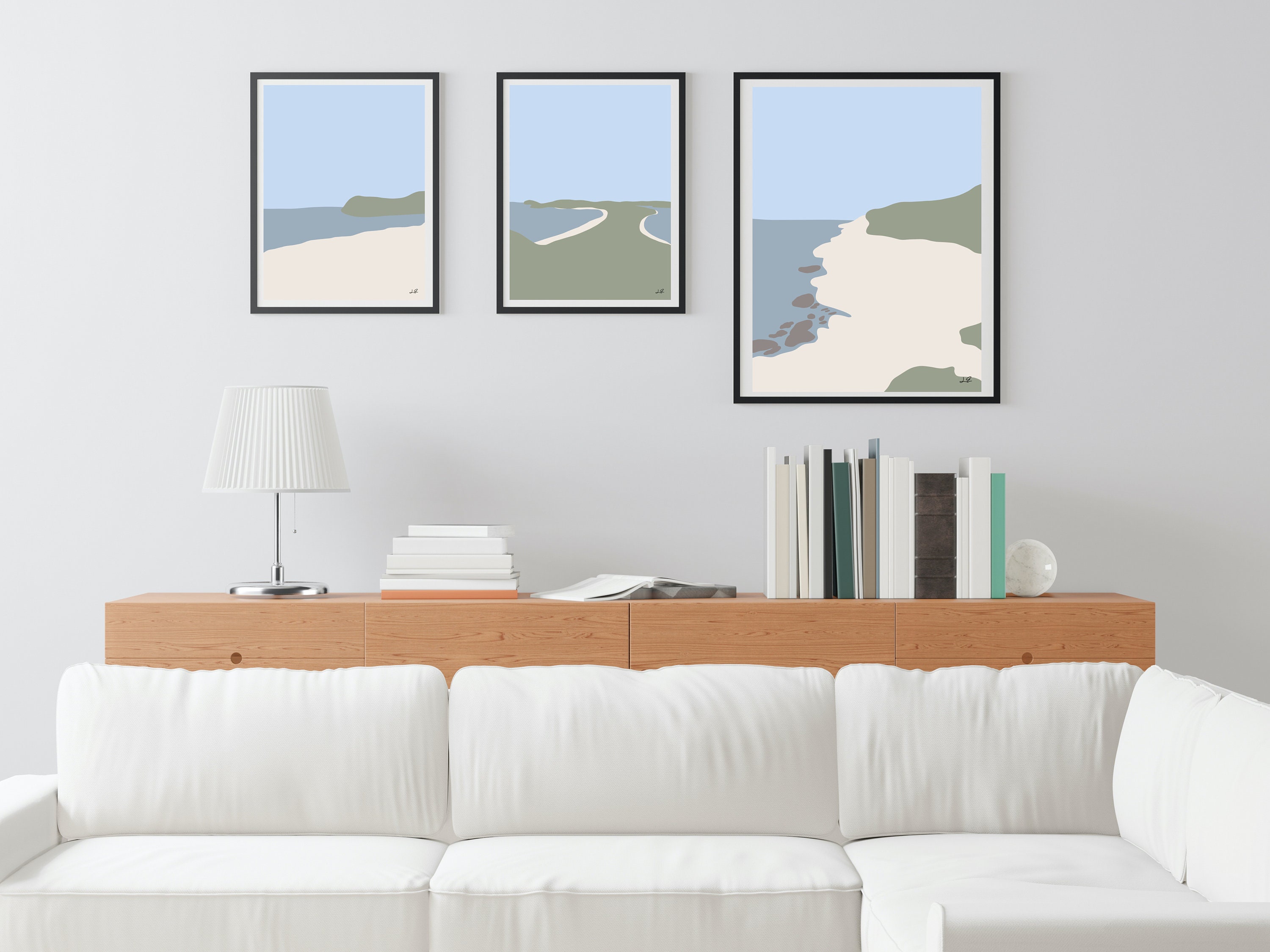 Coastal Shore Graphic Print Wall Art Set of Three Prints - Etsy