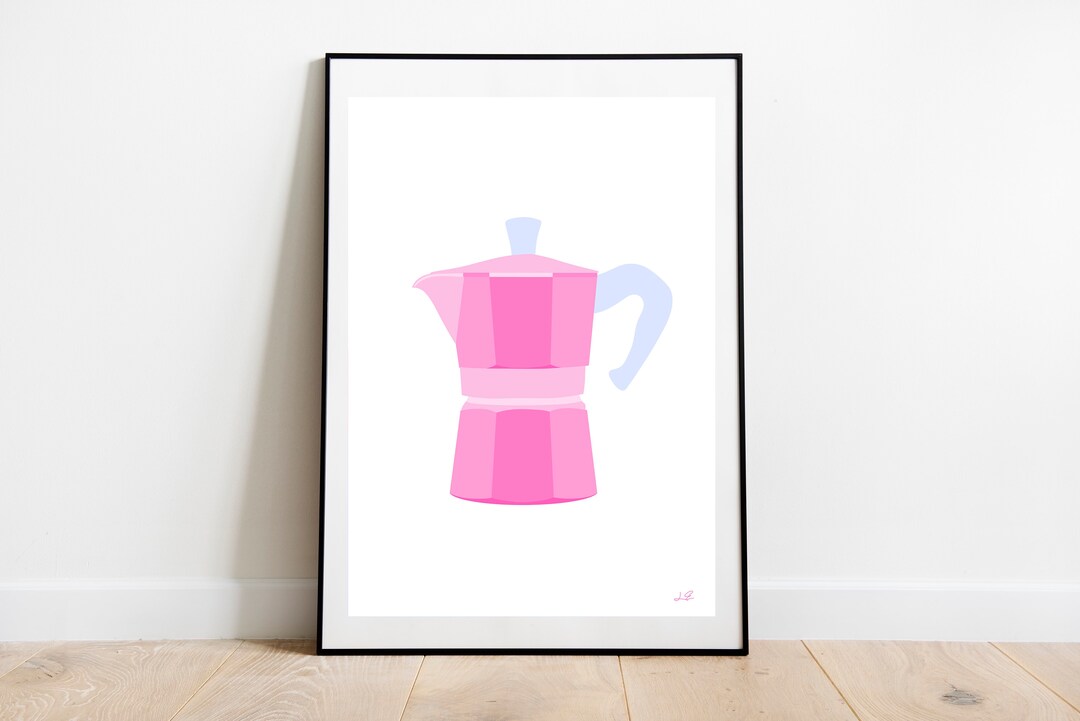 Pink Espresso Wall Art Print, Italian Coffee Maker Print, Coffee Italy ...