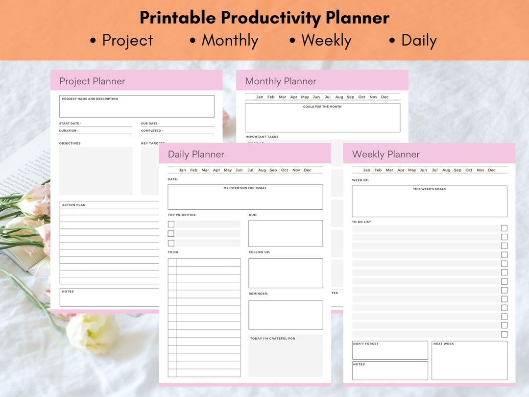 Printable Productivity Planner, Project Planner, Monthly Planner ...