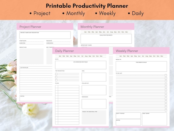 Printable Productivity Planner Project Planner Monthly - Etsy