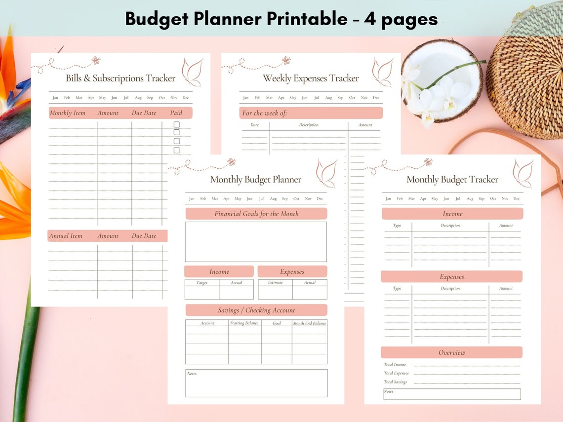 Budget Planner Printable, Monthly Budget Tracker, Bills Tracker, Weekly ...