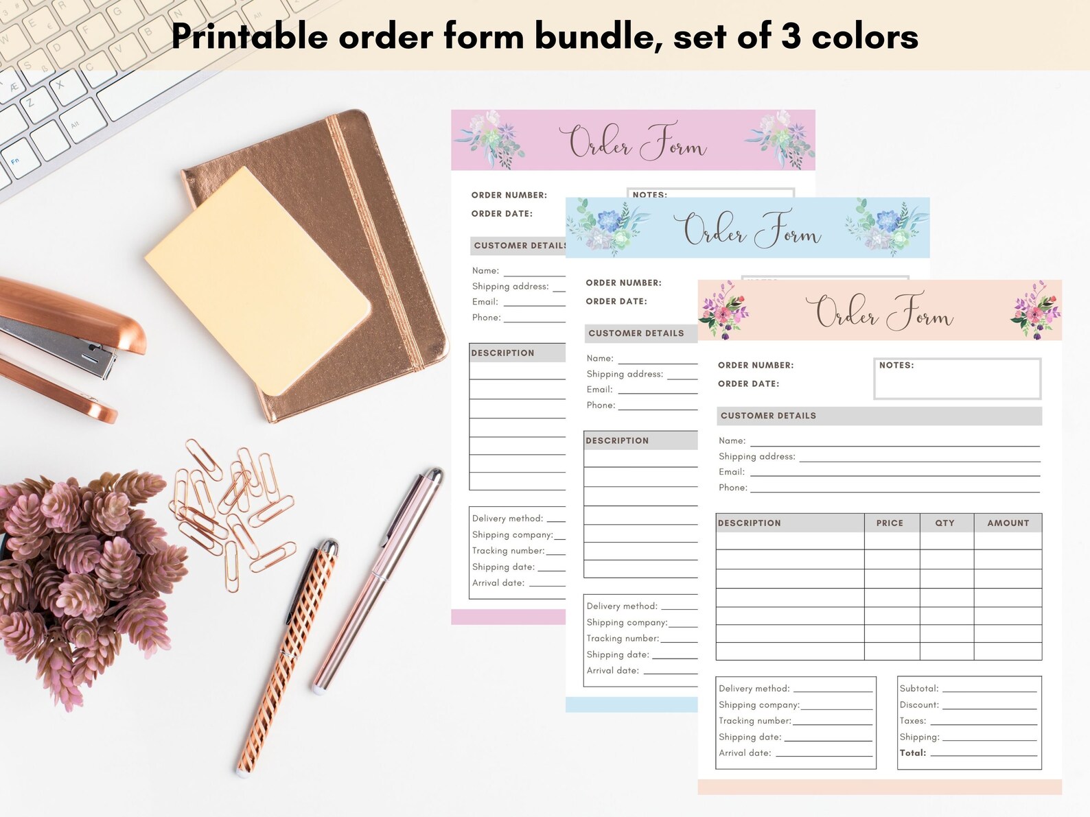 Printable Order Form Bundle, Business Order Form, Instant Download - Etsy