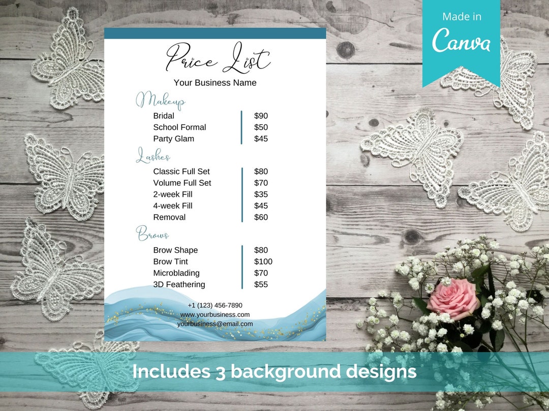 Editable Price List Template, DIY Printable Price List, Small Business ...
