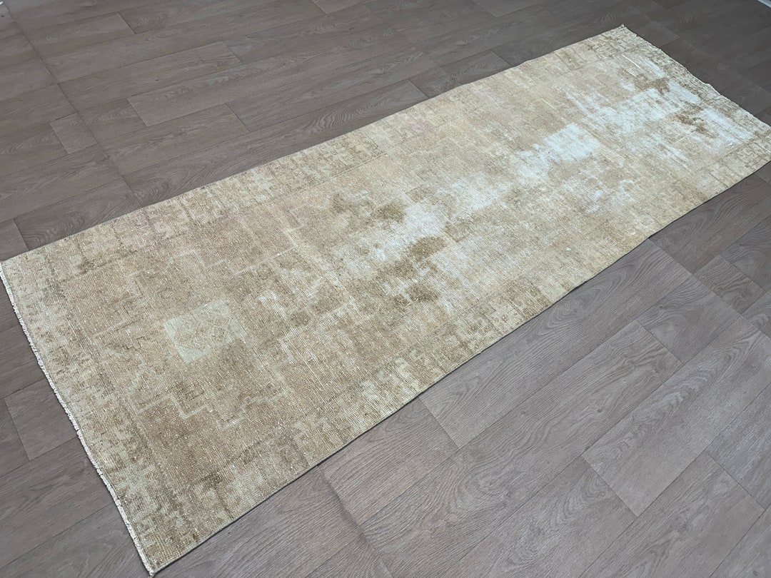 3.40X10 Feet Vintage Neutral Runner Rug Cream Runner Rug Vintage Oushak ...
