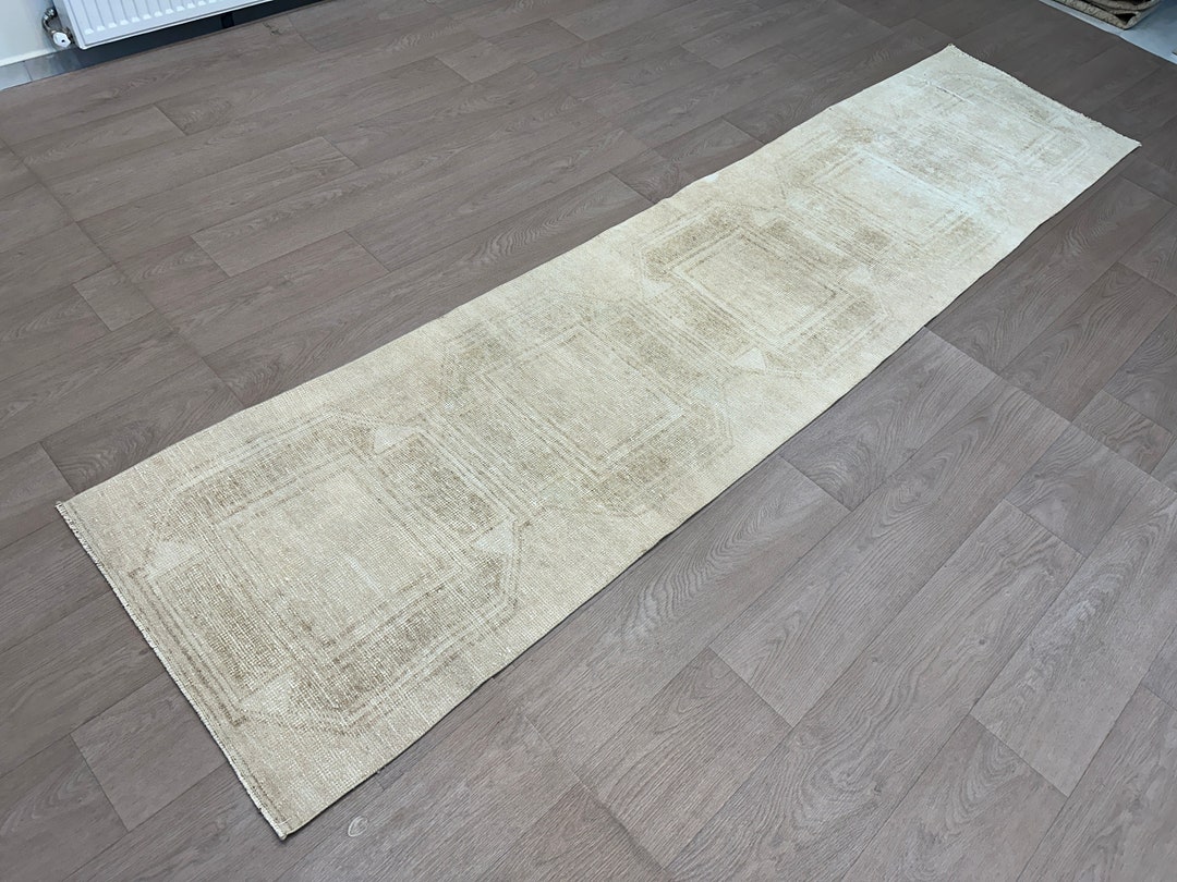Extra Long Cream Runner Rug - Beige Vintage Runner Rug for Entryway ...